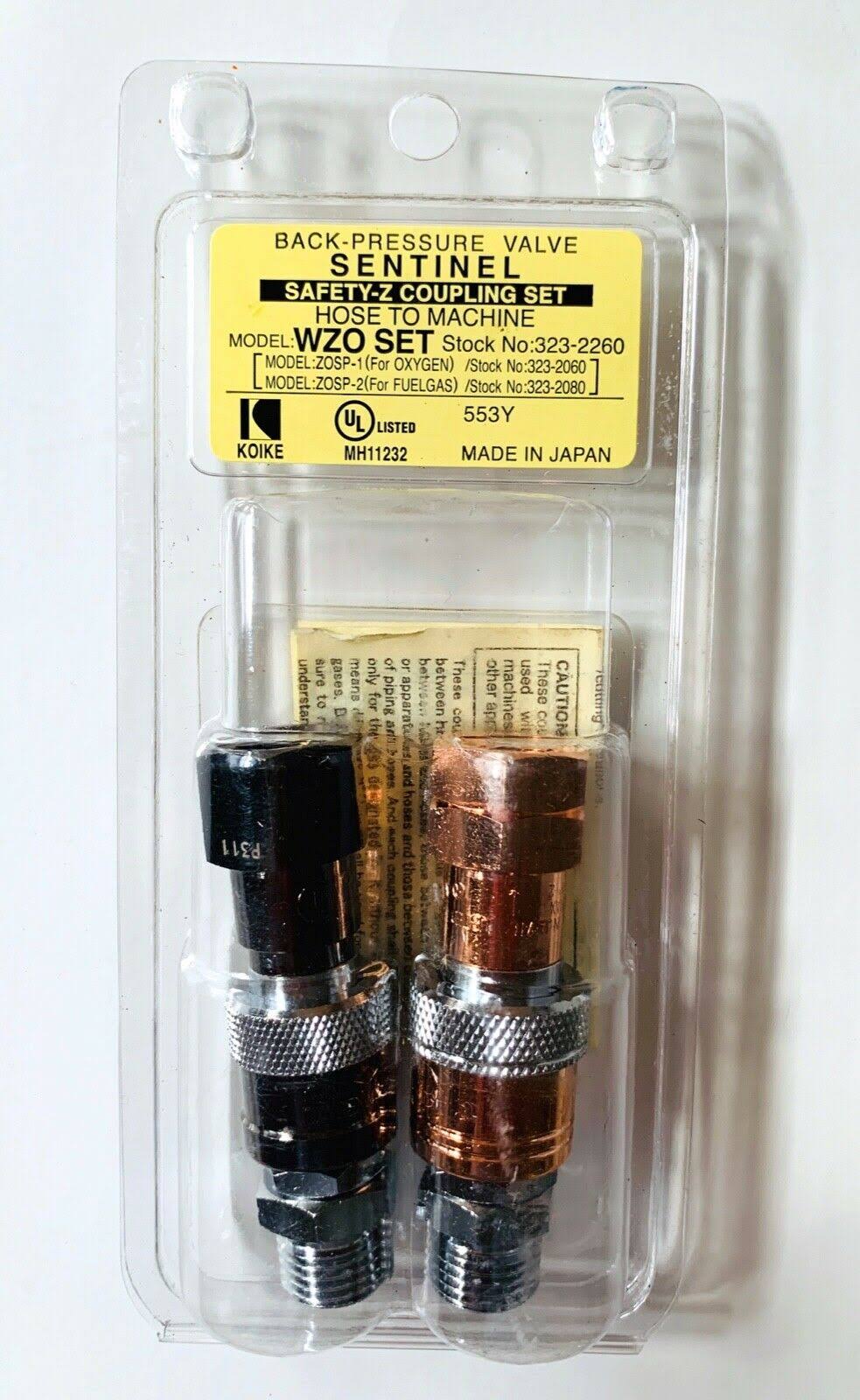Koike Sentinel back-pressure Valve Safety-Z Coupling Set - WZO 323-2260 ...
